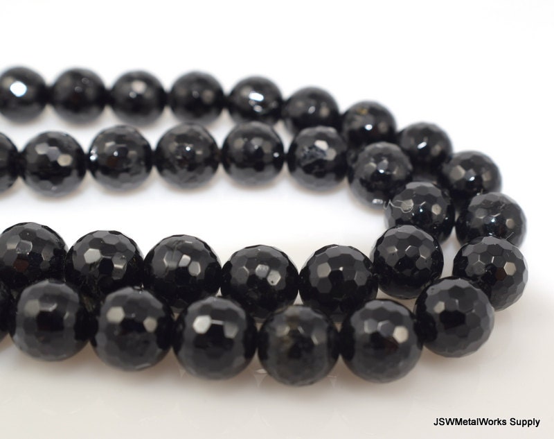 10mm Luxe Black Tourmaline Faceted Round Beads 10 Mm 15 Inch - Etsy