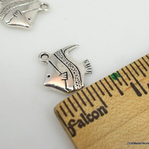 Detailed Tropical Fish Pewter Charm, Antiqued Silver Fish Pendant ...