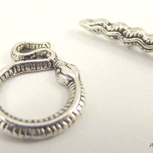 2 Decorative Antiqued Silver Ouroborus Snake Pewter Toggle Clasp ...