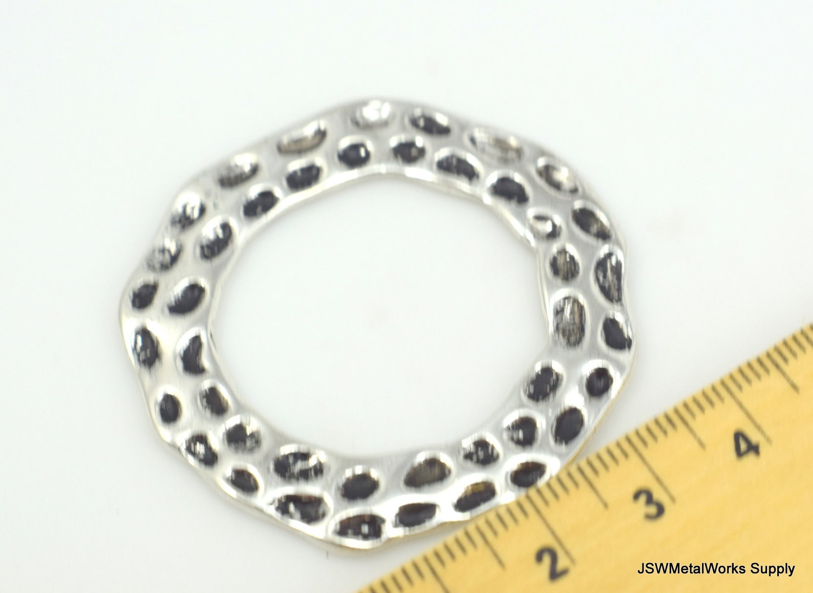48mm Large Flat Textured Pewter Focal O Ring Pendant, Antiqued Silver ...