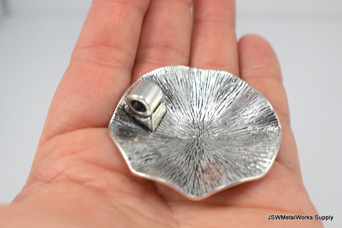 One 1 Large Pewter Wavy Swirl Pendant Round Pewter Pendant | Etsy