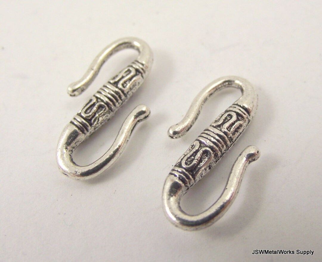 Tribal Pewter S Hook Pewter Clasps, Antiqued Silver Tribal Clasp, 22 X ...