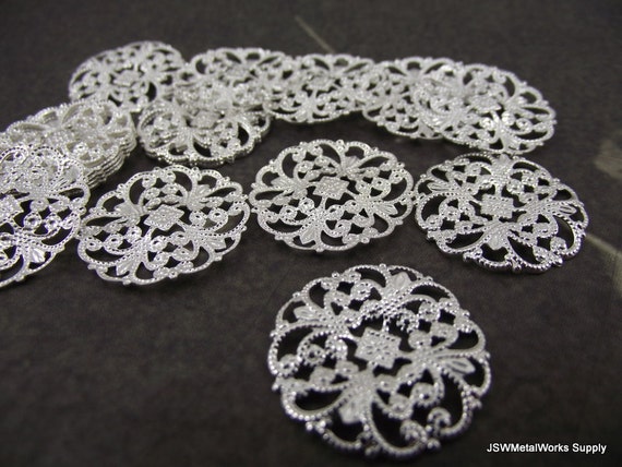 22mm Silver Plated Filigree Rounds Small Filigree Stamping - Etsy