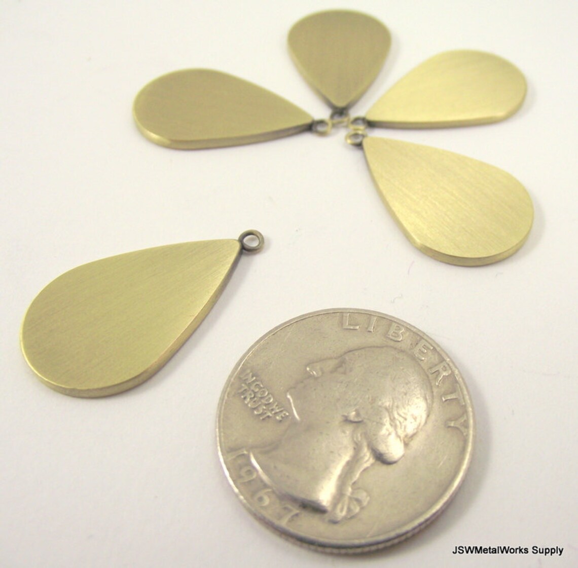 4 Antiqued Gold Teardrop Tag Charms, Blank Tear Drop Discs, Gold ...