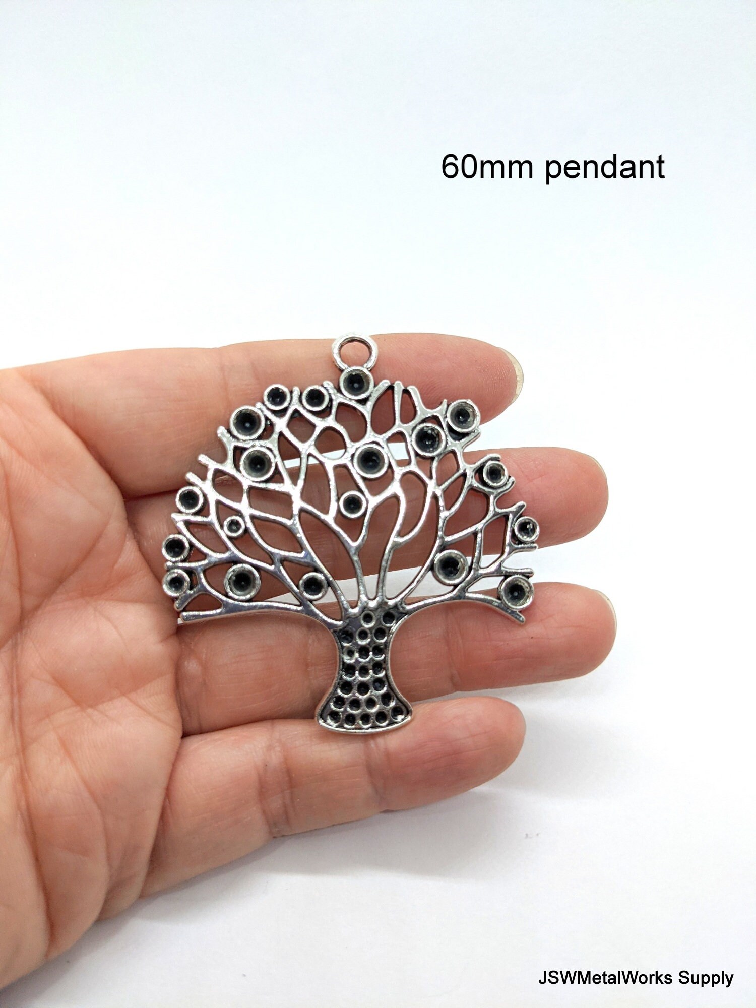 Large Tree of Life Pewter Charm or Pendant, Antiqued Silver Tree of ...