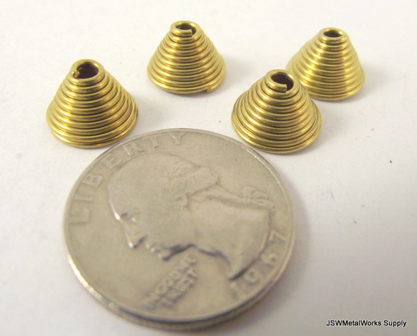 Raw Brass Bead Cap Spiral Bead Cone 7.5 X 11 Mm 4 Pieces | Etsy