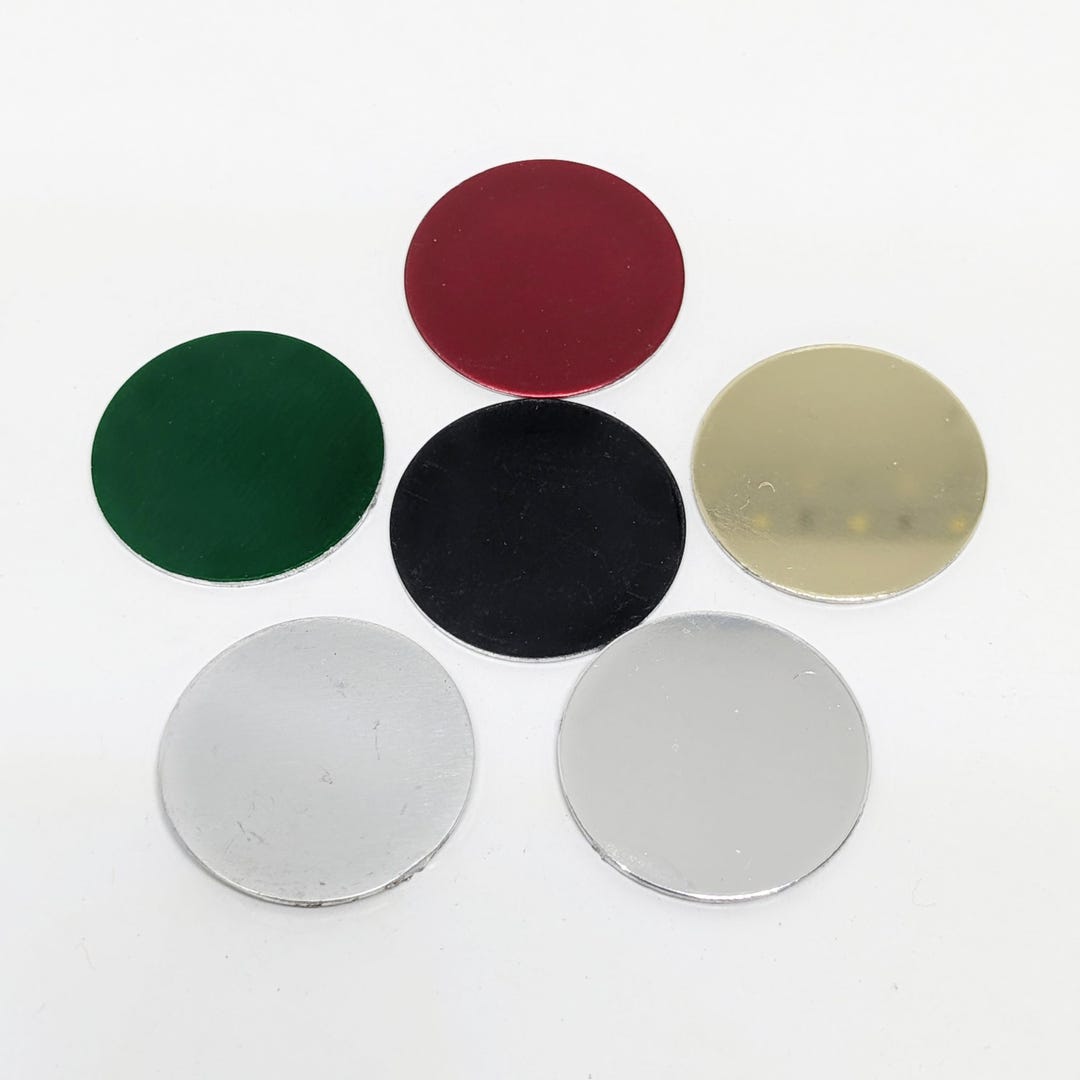 20 1 Inch Anodized Aluminum Tags NO HOLE, Economical Round Blank Tags ...