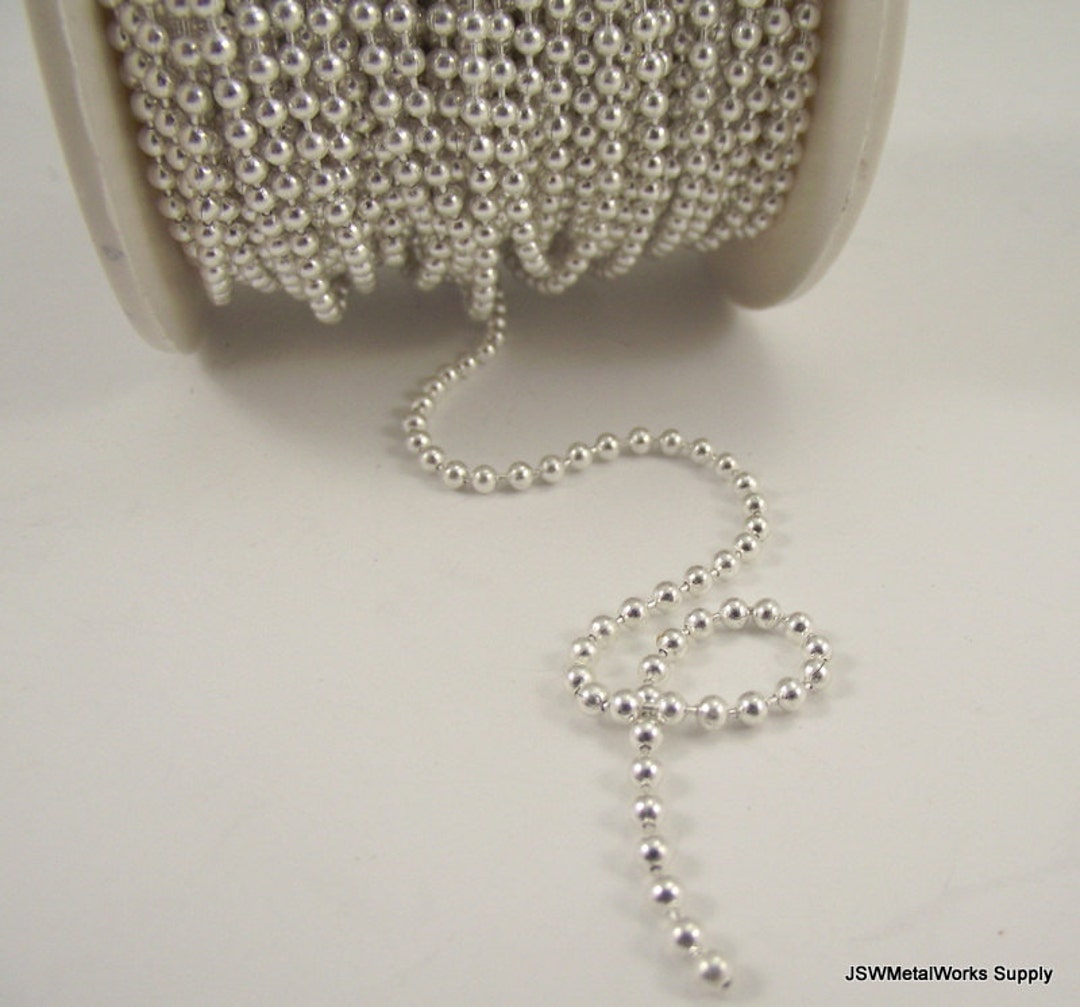 BULK 50 Feet 2.4mm Unfinished Silver Ball Chain, Silver, 2.4mm Ball ...