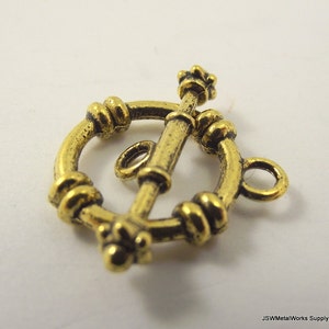 3 Gold Rope Pewter Toggle Clasp, Decorative Gold Toggle Clasp Finding ...