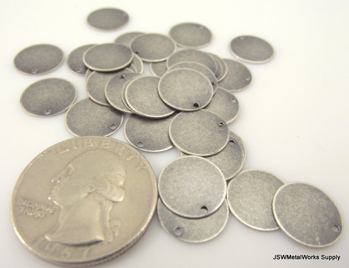 100 12mm Antiqued Silver Round Tag Charms Silver Stamping - Etsy