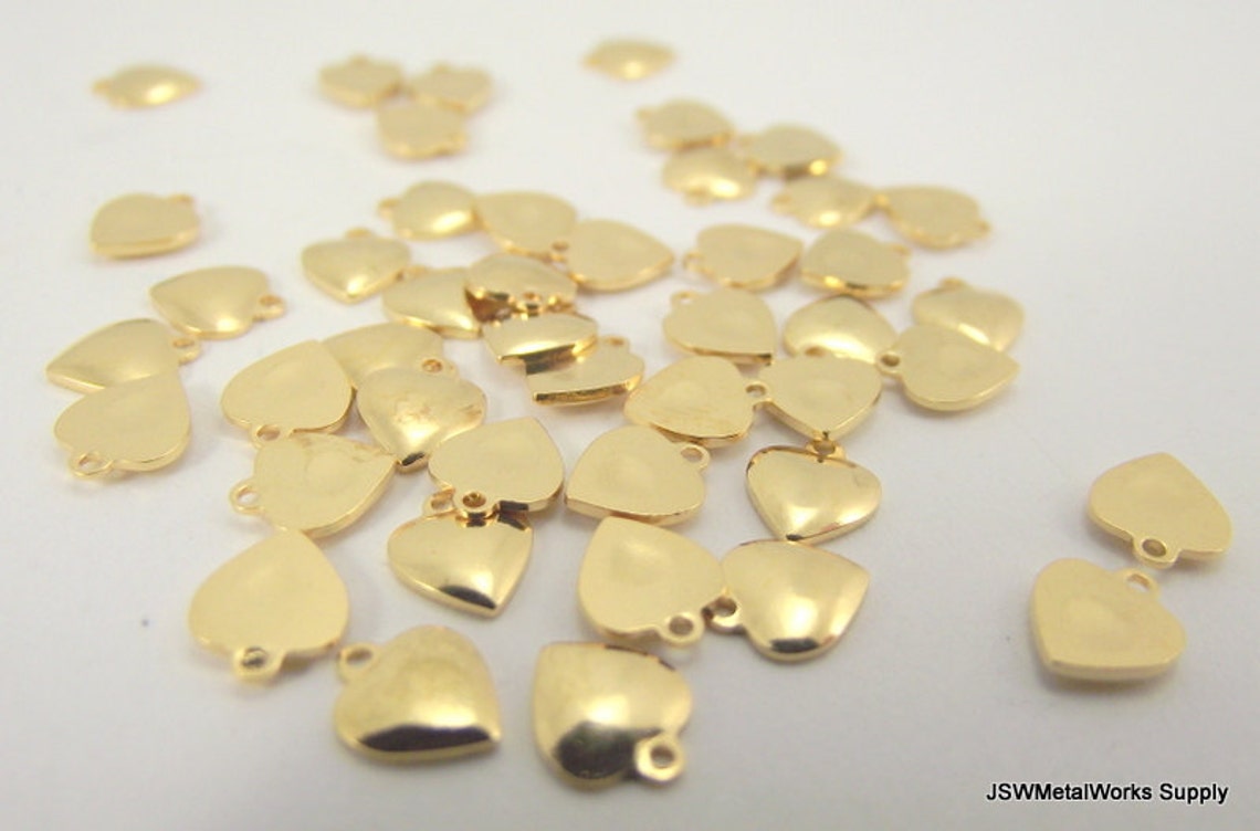 5mm Small Gold Heart Charms, Gold Heart Love and Friendship Accent Drop ...