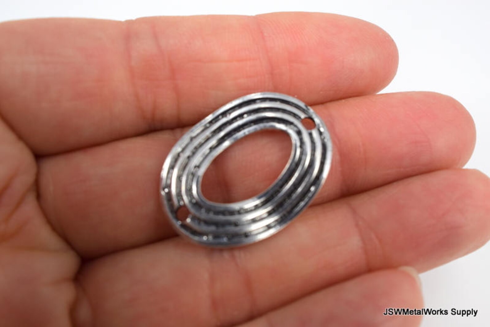 Large Wavy Oval Pewter Connector, Antiqued Silver Connectors, 28 X 20 ...