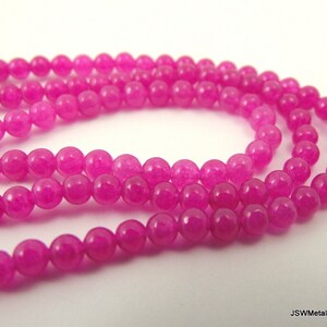 3mm Fuschia Malaysia Jade Round Beads, Bright Hot Pink 3 Mm Jade Beads ...