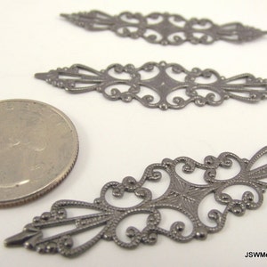 Gunmetal Filigree Marquise Stampings 56.5mm X 15mm, Gunmetal Filigree ...