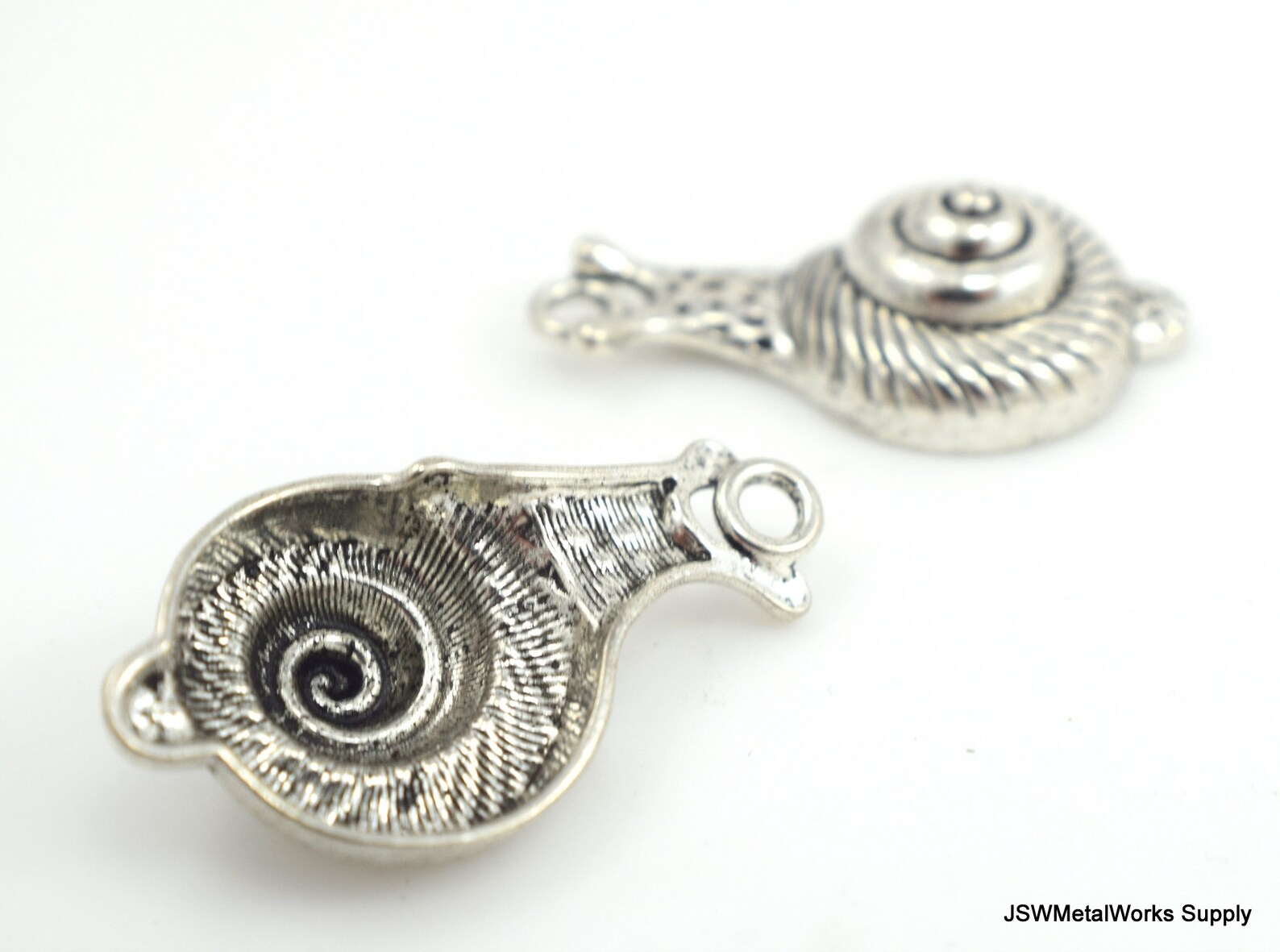 Silver Snail Pewter Charms Antiqued Silver Snail Charm for | Etsy