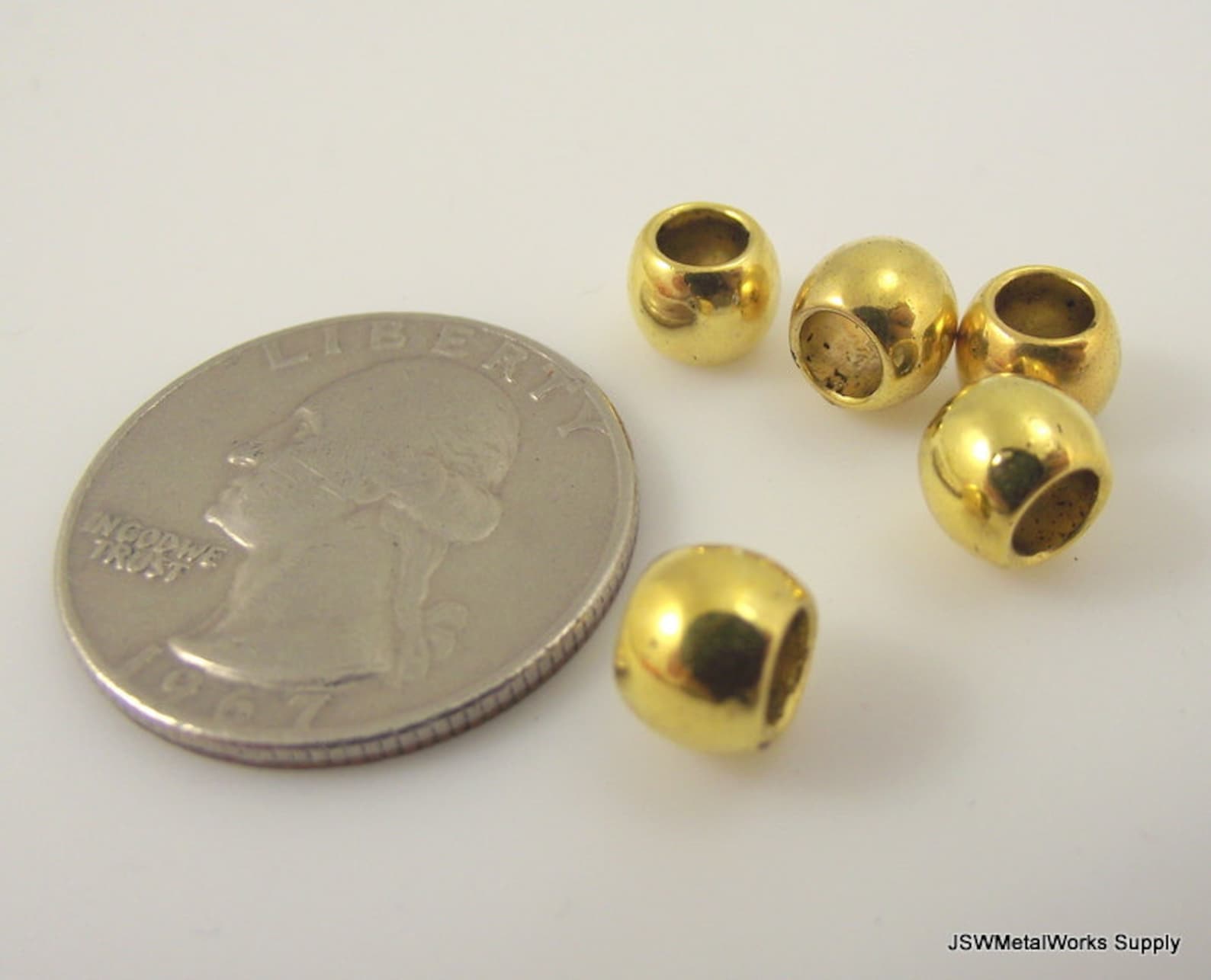 10 Smooth Large Hole Gold Pewter Beads, Golden Pewter Pony Bead, Large ...