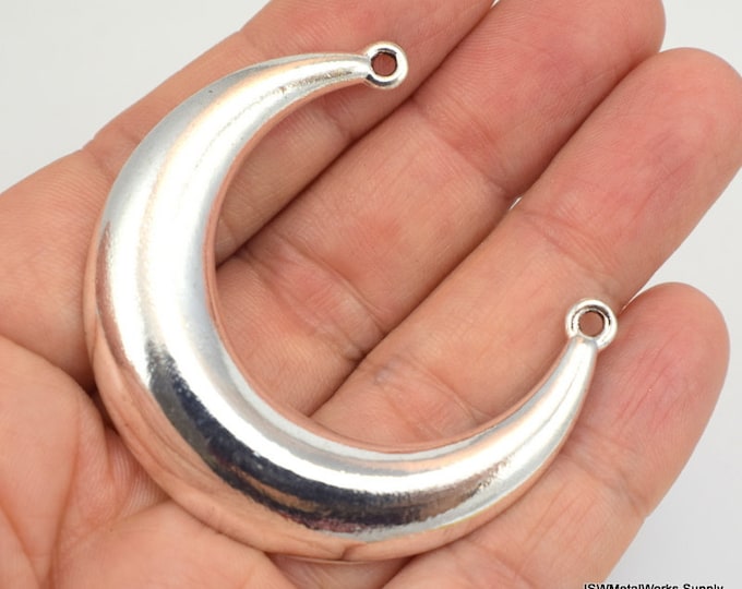 Large Crescent Moon Pewter Pendant Antiqued Silver Moon | Etsy