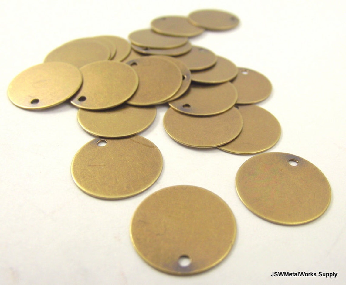 50 15mm Antiqued Gold Round Tag Charms Blank Discs Round - Etsy