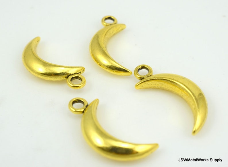 30mm Gold Crescent Moon Pewter Charm Pendant, Gold Celestial Astronomy ...