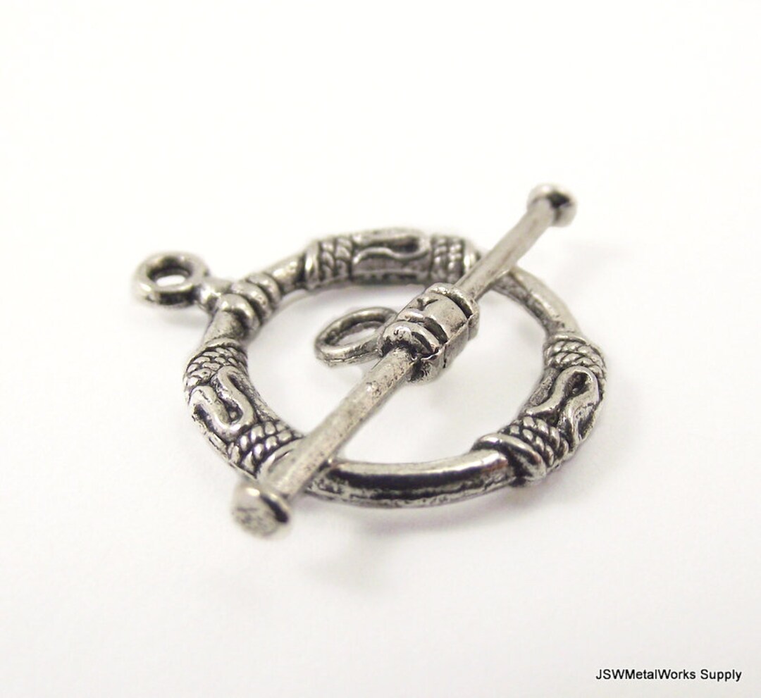 4 Bali Pewter Toggle Clasp, Antiqued Silver Toggle Clasp, Necklace ...