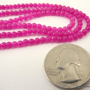 3mm Fuschia Malaysia Jade Round Beads, Bright Hot Pink 3 Mm Jade Beads ...