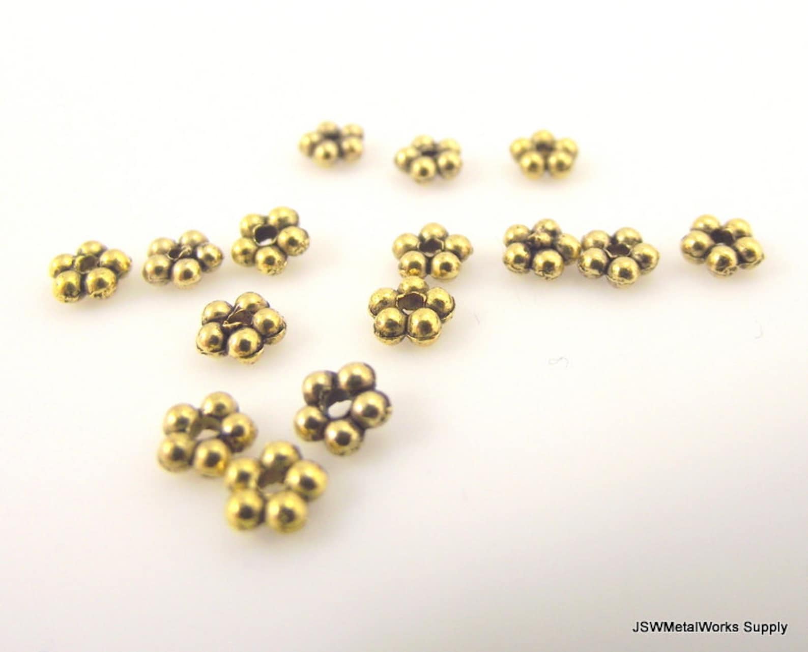 80 Golden Pewter Rondelle 5mm Beads, Gold Pewter Beads, Small ...