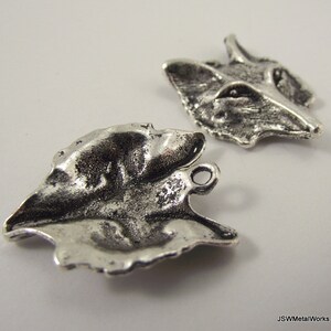29mm Large Pewter Fox Charm Pendants (two), Antiqued Silver Fox Focal ...