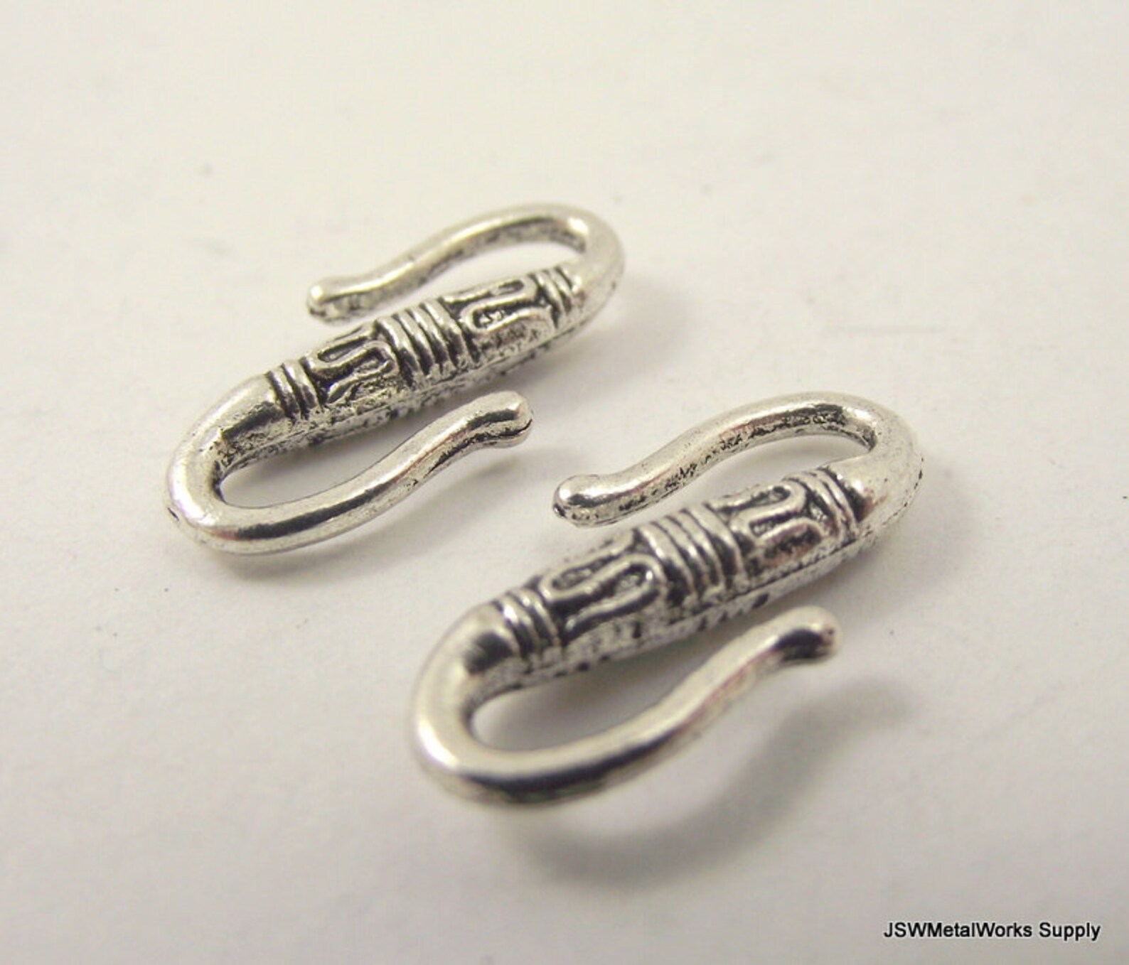 Tribal Pewter S Hook Pewter Clasps, Antiqued Silver Tribal Clasp, 22 X ...
