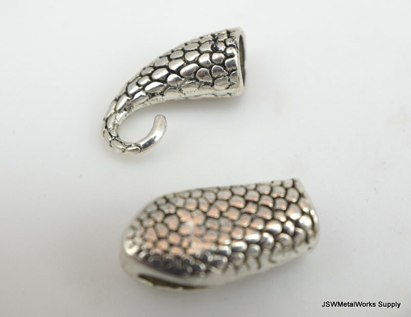 2 Snake Pewter Hook Clasps, Antique Silver Reptile Hook & Eye Toggle ...