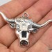 Large Pewter Bull Head Focal Pendant, Antiqued Silver Longhorn Bull ...