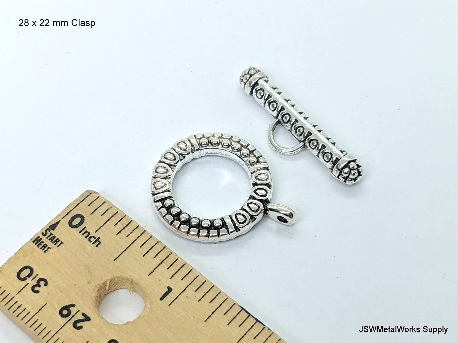 2 Decorative Antiqued Silver Pewter Toggle Clasp, Designer Ornate ...