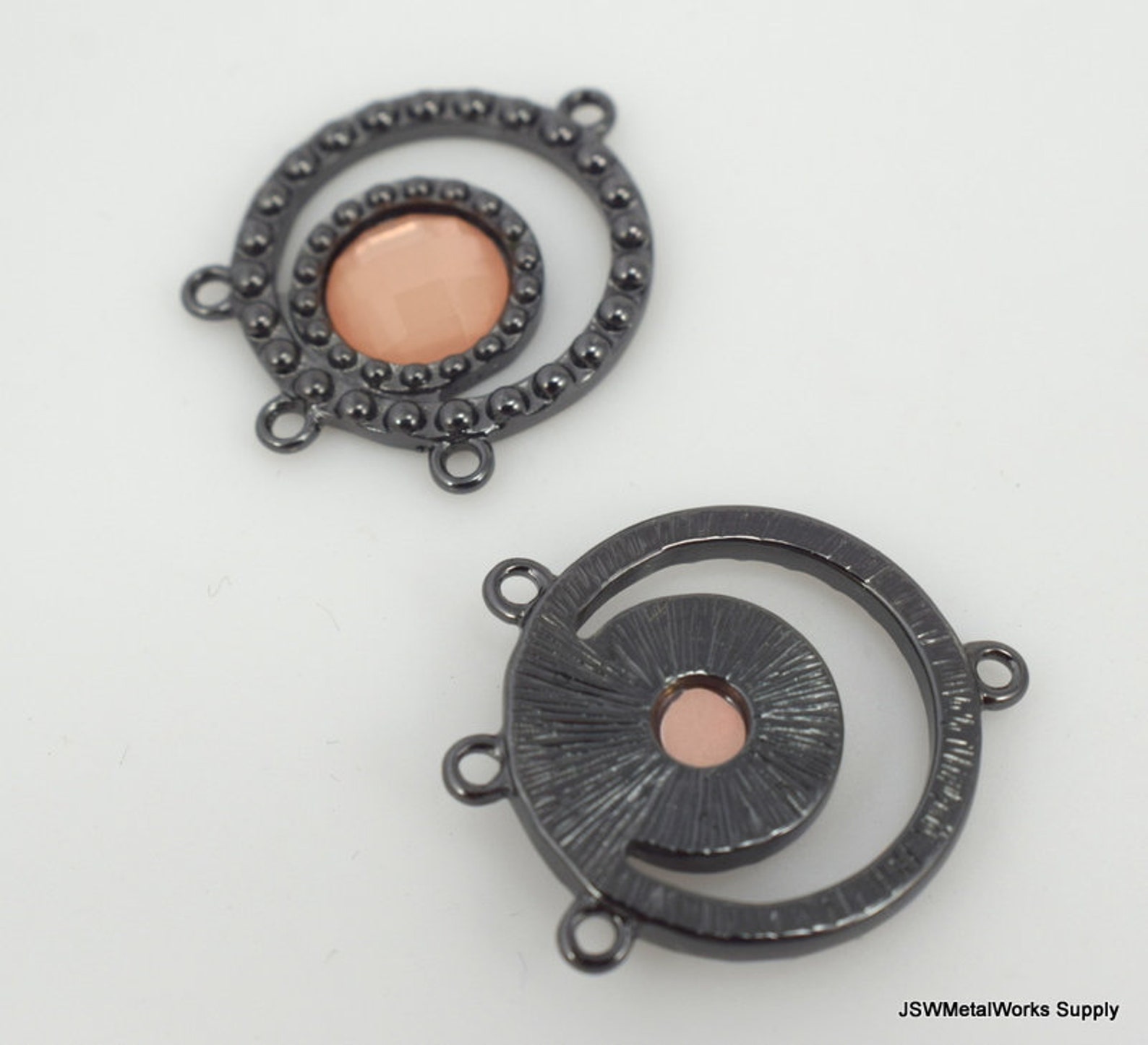 Black Round Gunmetal Jewelry Component Connector Faceted - Etsy