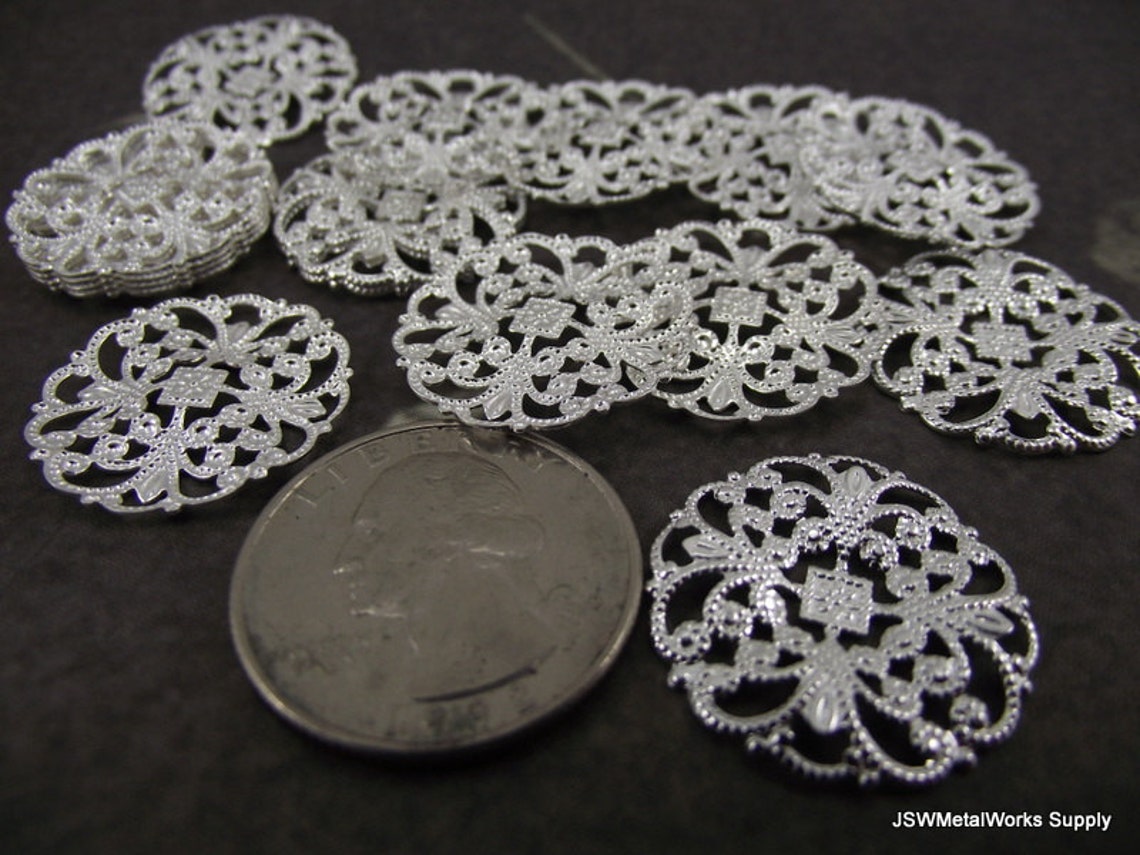 22mm Silver Plated Filigree Rounds Small Filigree Stamping - Etsy