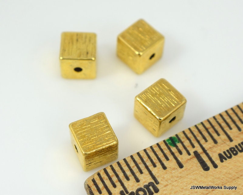 8mm Brushed Square Gold Pewter Beads Large Golden Square | Etsy