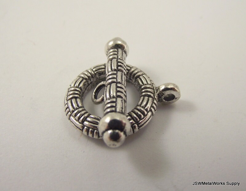 2 Basket Weave Pewter Toggle Clasps Sturdy Antiqued Silver | Etsy