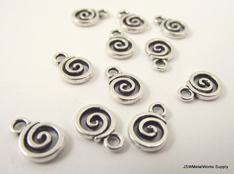 20 Pewter Swirl Charms Small Swirl Pendants 11 X 8 Mm Small | Etsy
