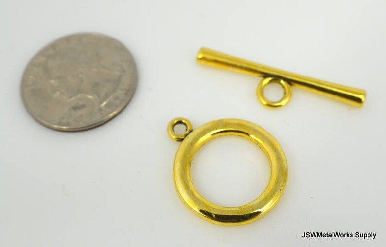2 Large Golden Flare Pewter Toggle Clasp Finding, Large Gold Toggle ...
