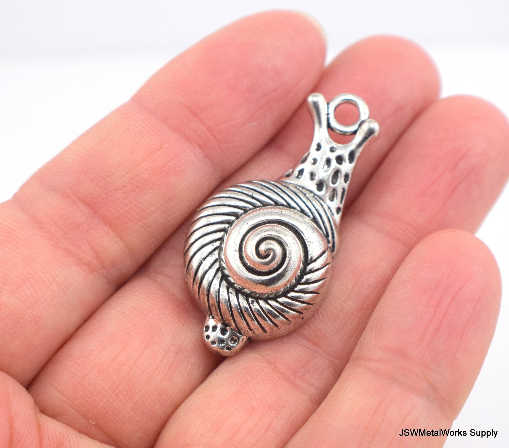 Silver Snail Pewter Charms Antiqued Silver Snail Charm for | Etsy