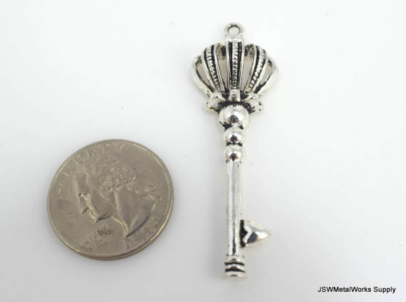 Four (4) Royal Skeleton Ornate Key Pendant, Large Pewter Charm Pendant ...