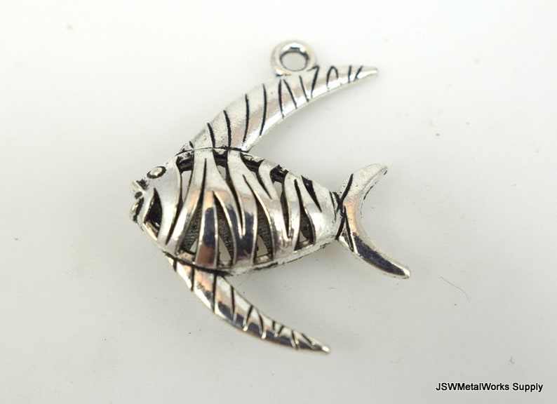 Detailed Puffed Fish Pewter Charm Antiqued Silver Fish - Etsy