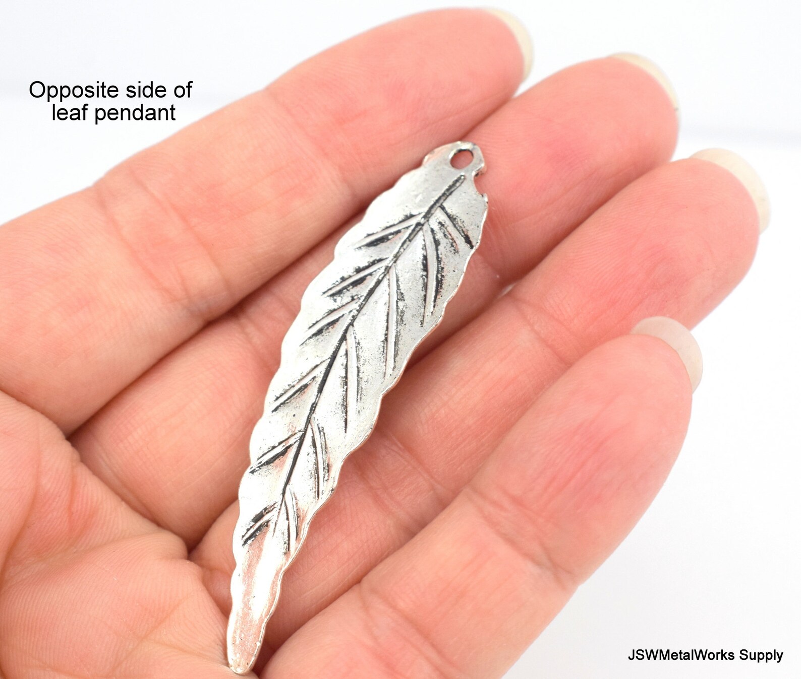 10 Large Pewter Leaf Pendant 59mm X 16mm Detailed Antiqued - Etsy