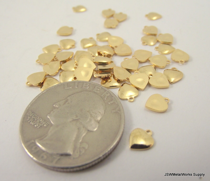 5mm Small Gold Heart Charms, Gold Heart Love and Friendship Accent Drop ...