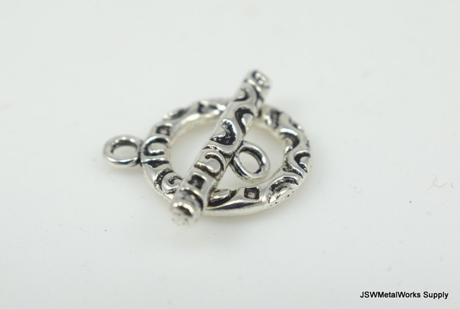 2 Swirl Pewter Toggle Clasp, Ornate Silver Toggle Clasp End Closure ...