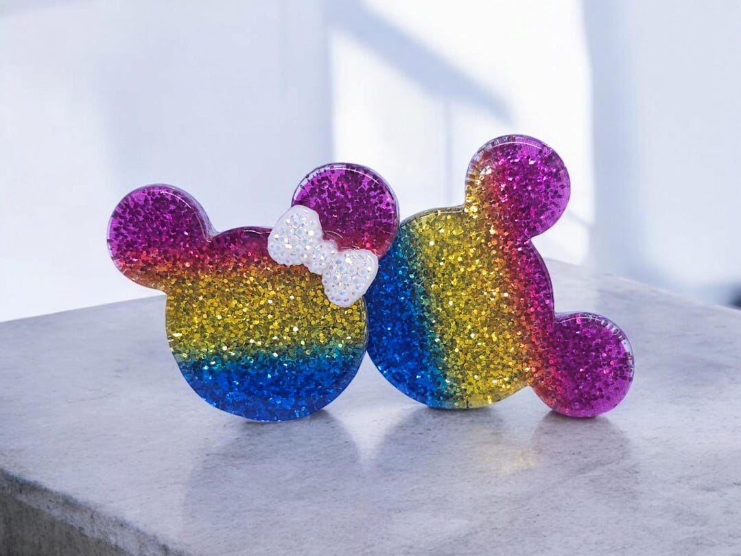 Rainbow Glitter Mickey and Minnie Mouse Plugs - Etsy
