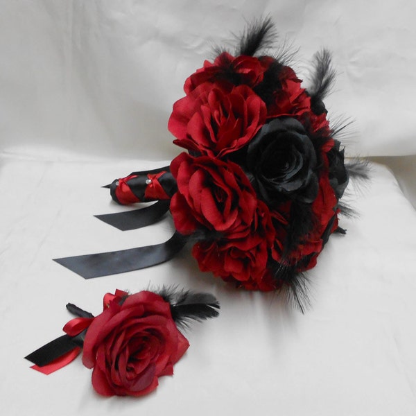 Red Black Bouquet - Etsy