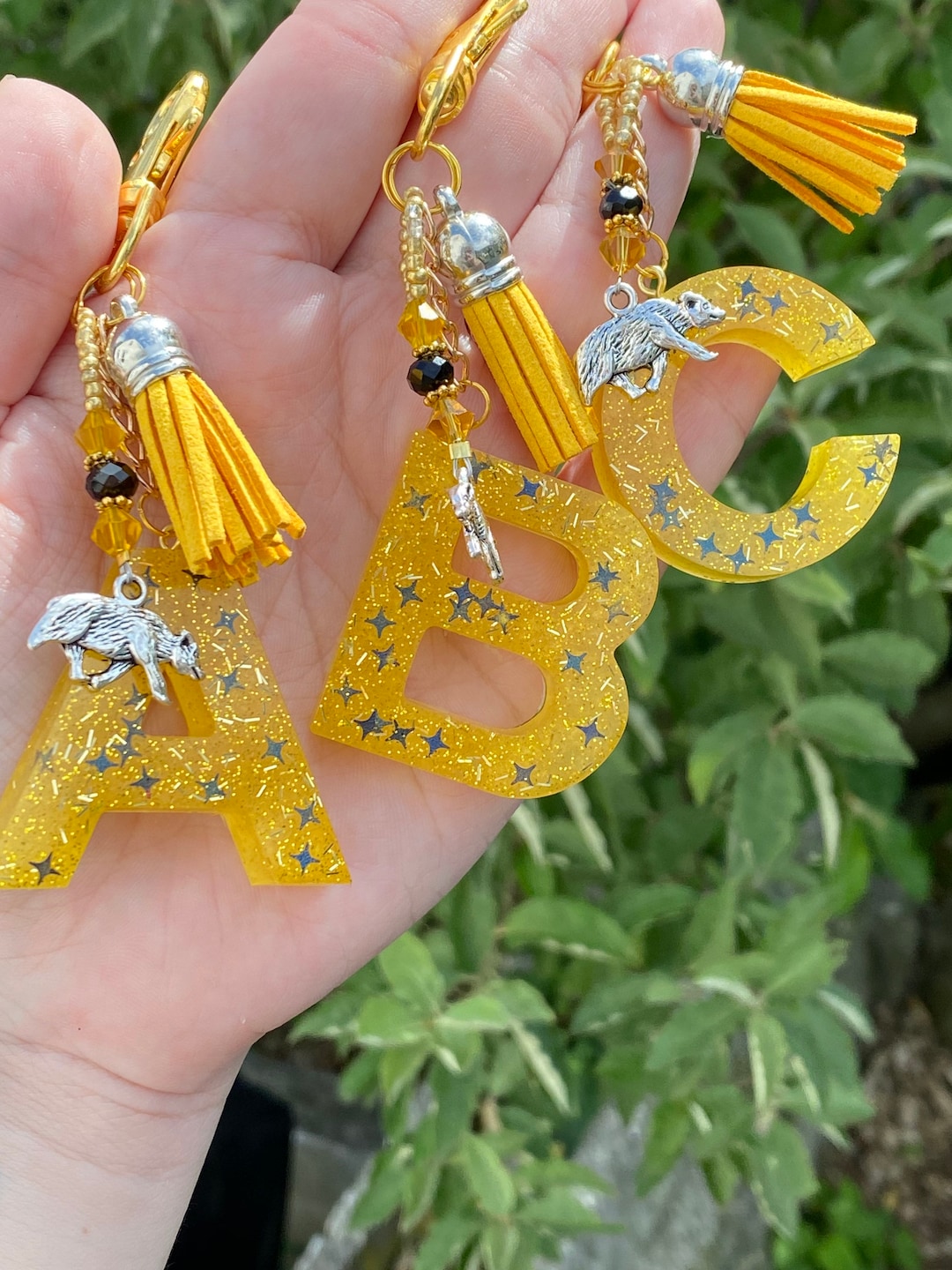 Hufflepuff Inspired Resin Letter Keychain - Etsy