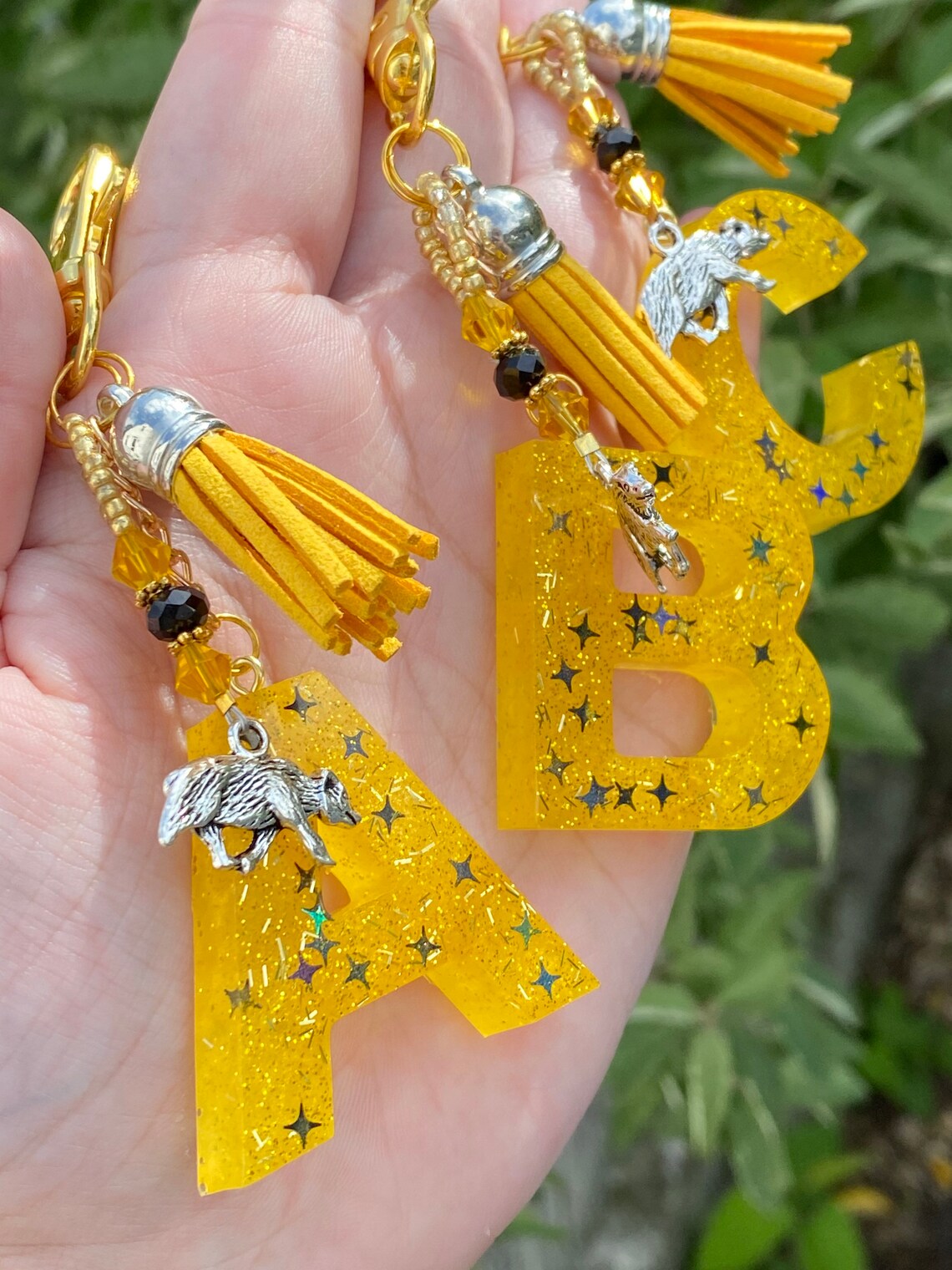 Hufflepuff Inspired Resin Letter Keychain - Etsy New Zealand