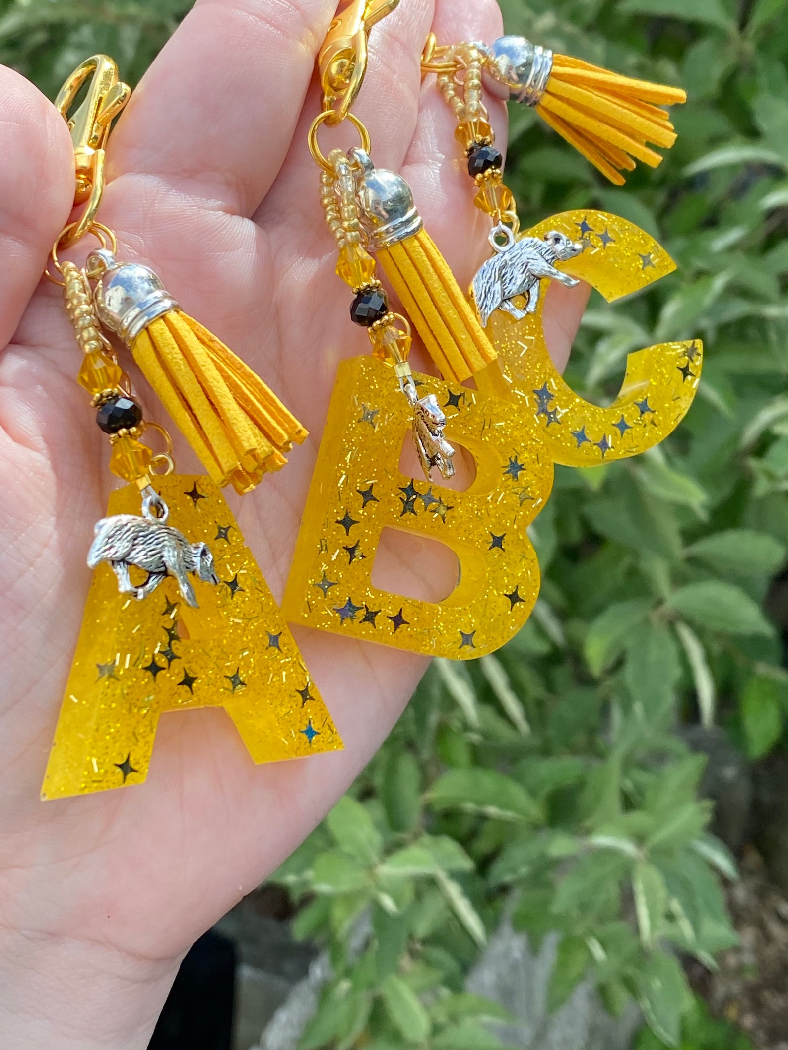Hufflepuff Inspired Resin Letter Keychain - Etsy