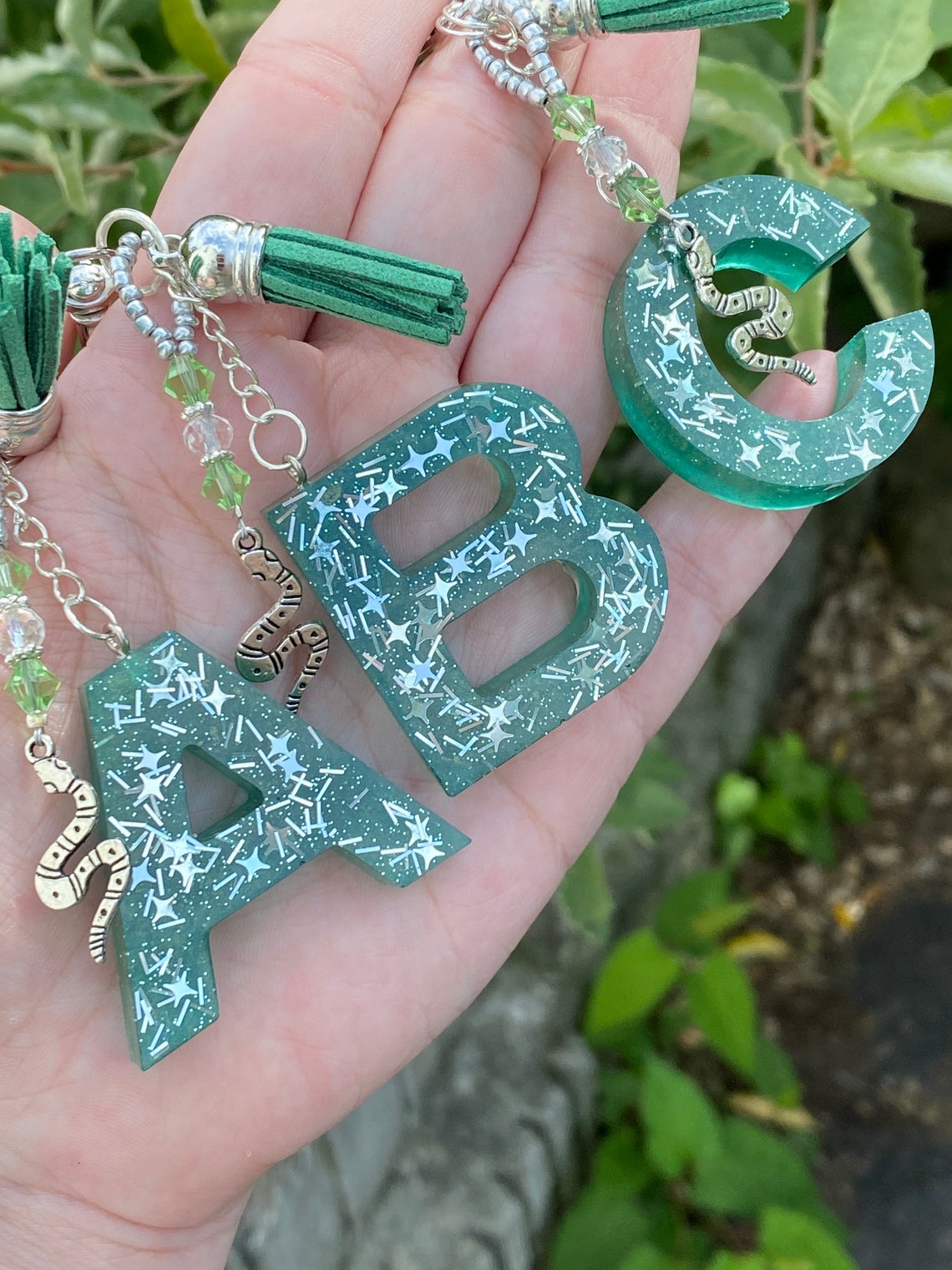 Slytherin Inspired Resin Letter Keychain - Etsy