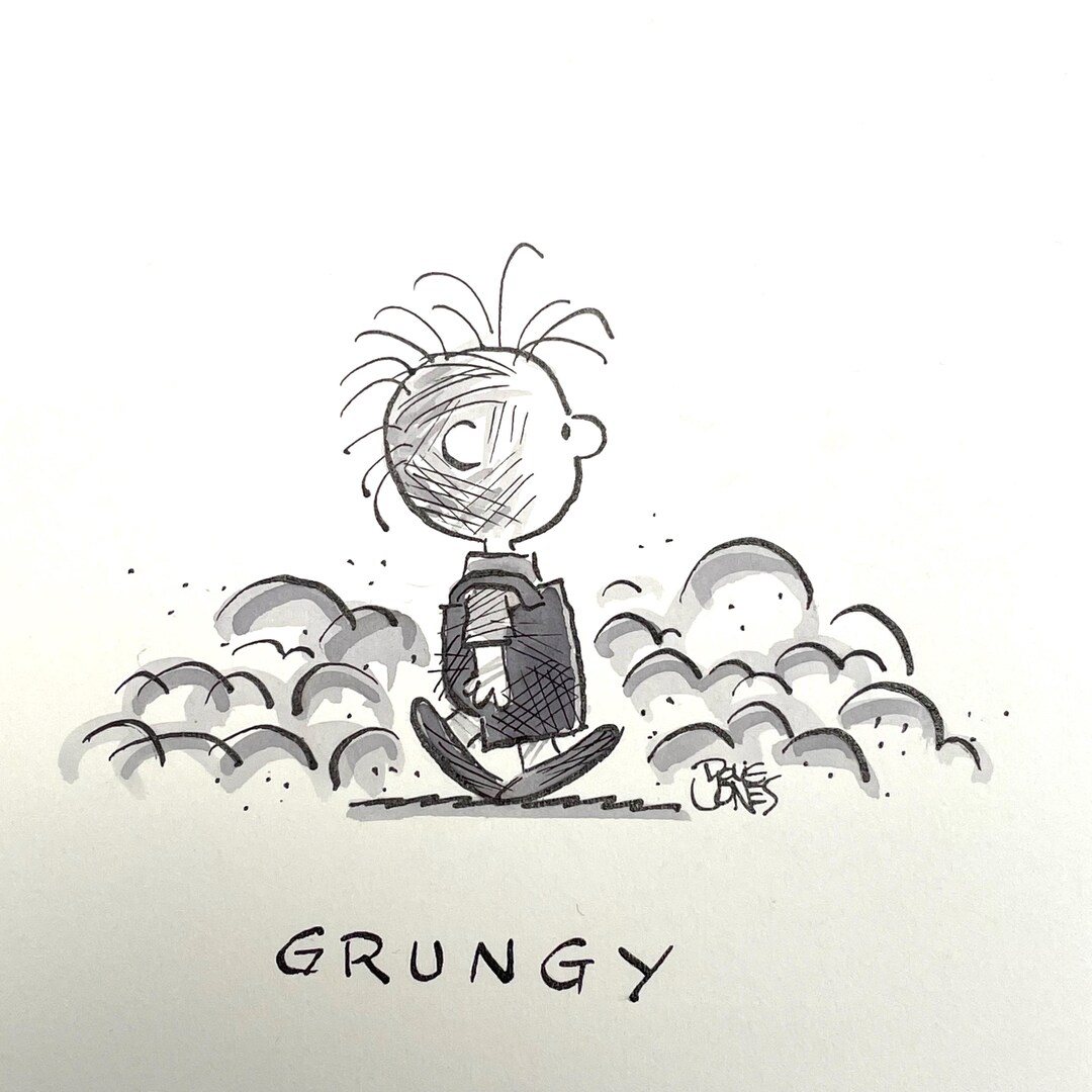 GRUNGY Humorous Original Pen and Ink Drawing With Watercolor on Bristol ...
